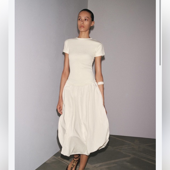 Zara | Dresses | Zara Cream Midi Dress | Poshmark